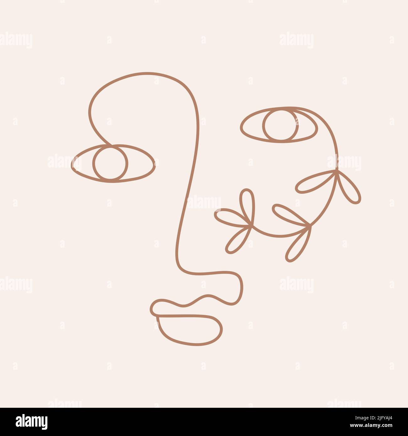 Fashion One line drawing women face Stock Vector Image & Art - Alamy