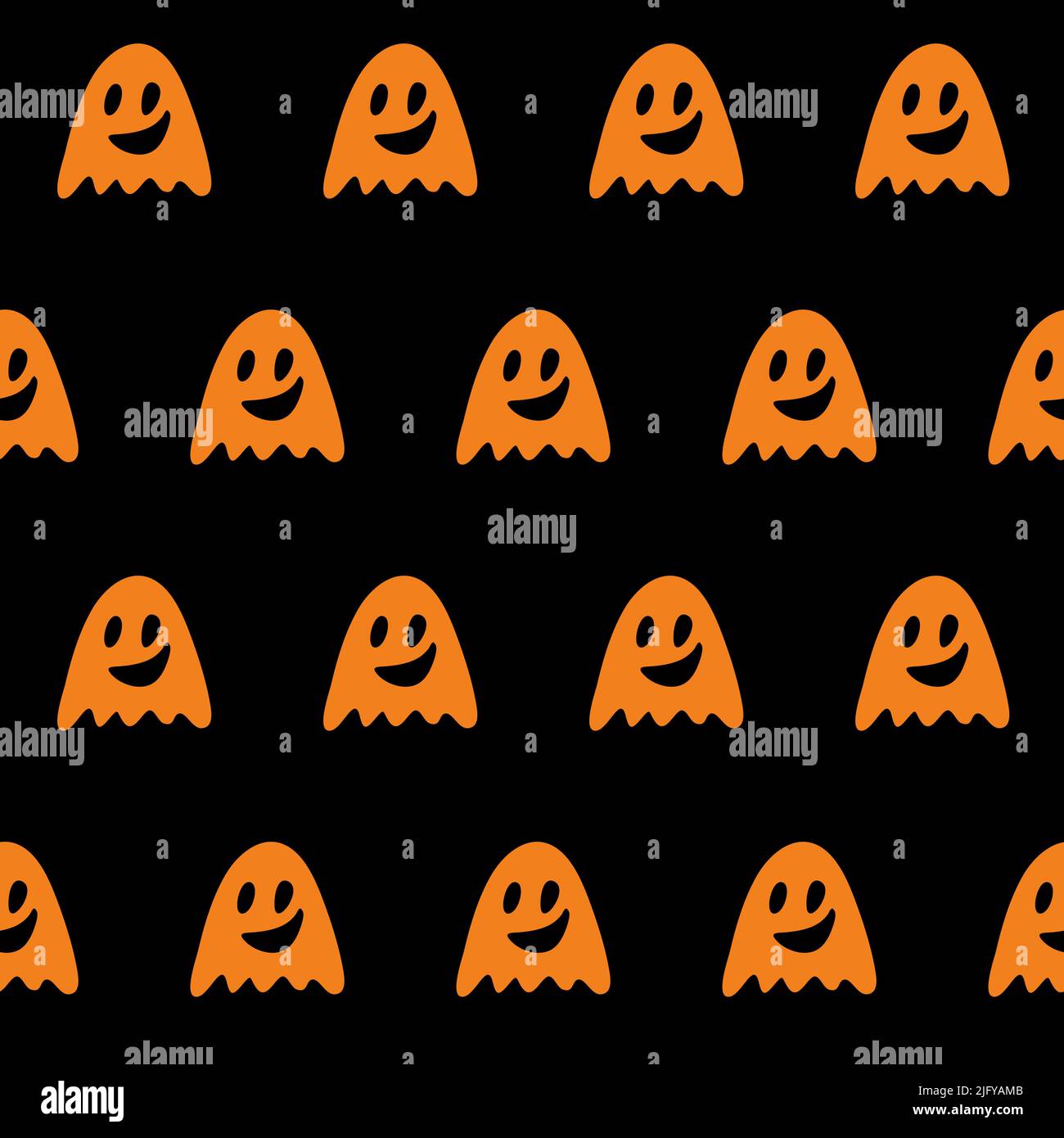 Orange black ghost seamless pattern background for textile and wrapping ...