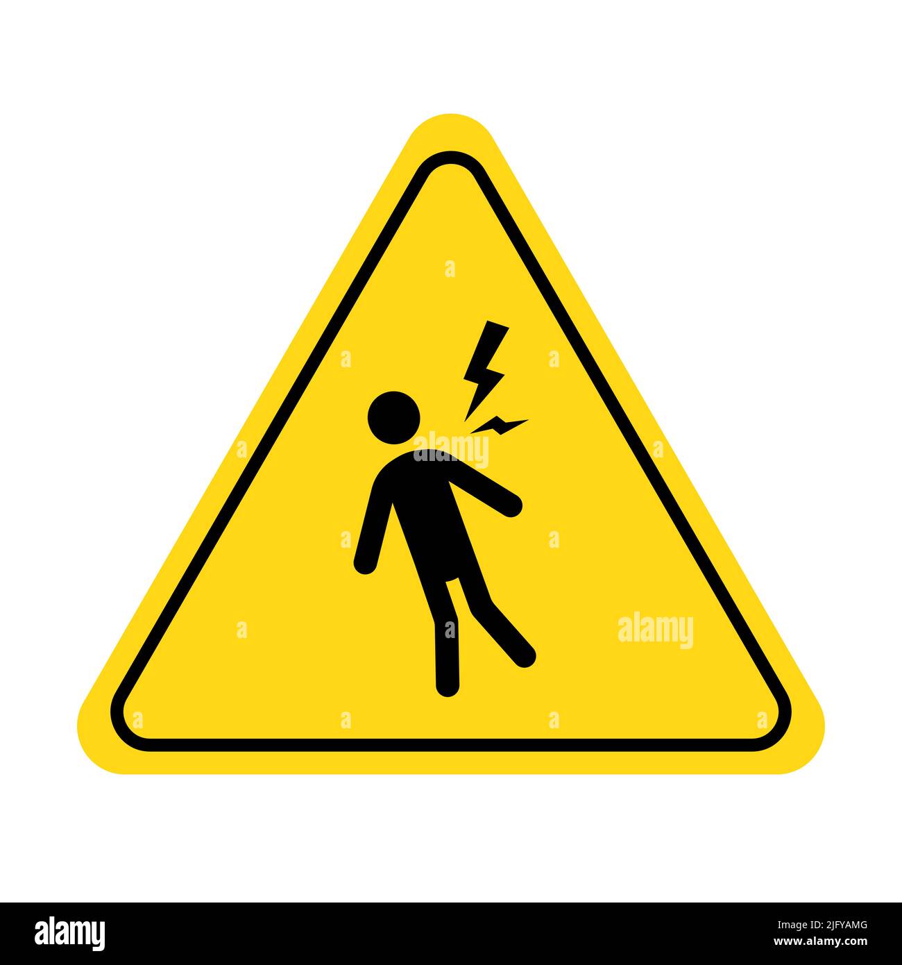 Shock danger icon. Voltage shock caution sign with electric lightning ...