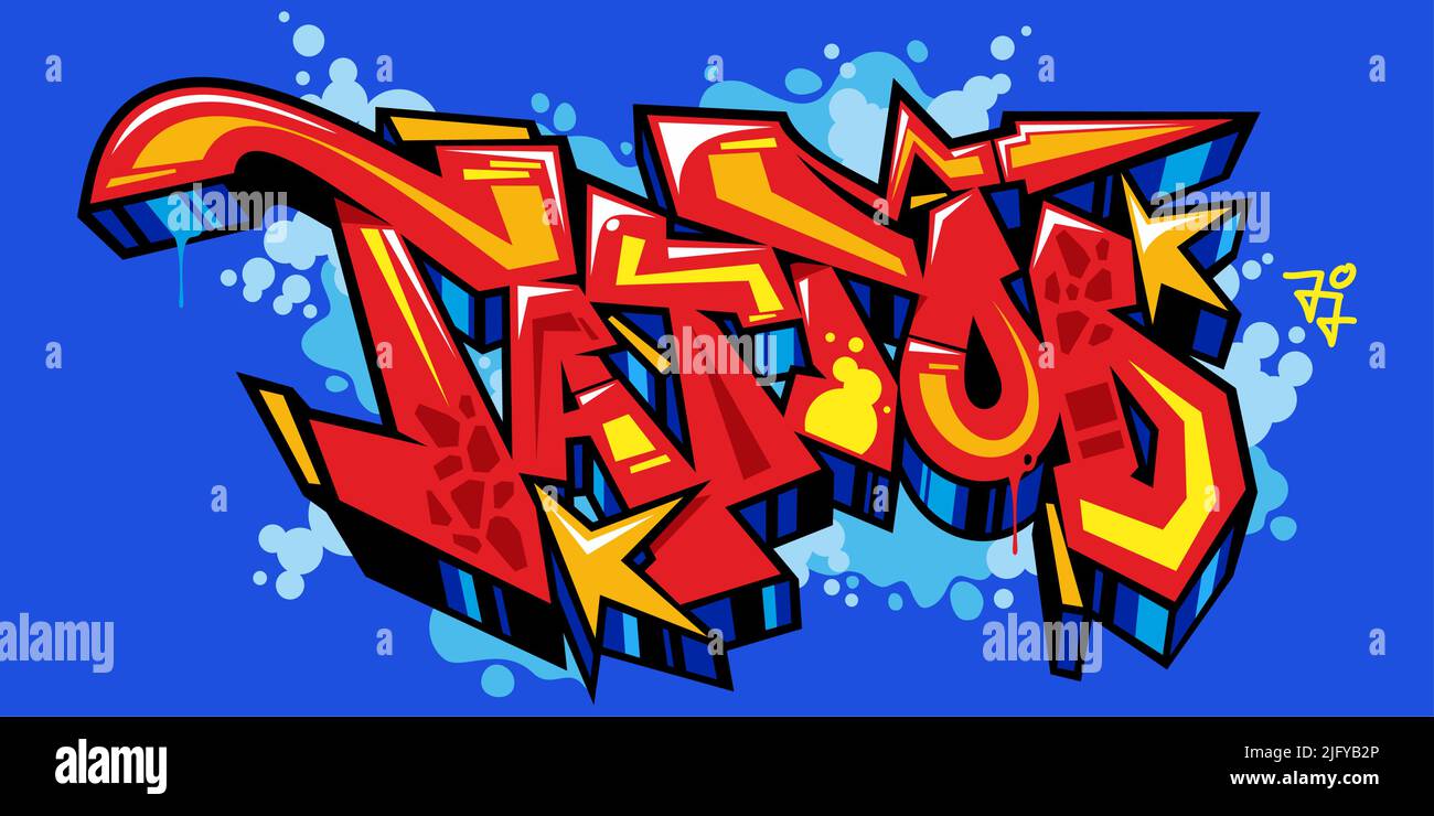 Red Abstract Urban Graffiti Street Art Word Tattoo Lettering Vector ...