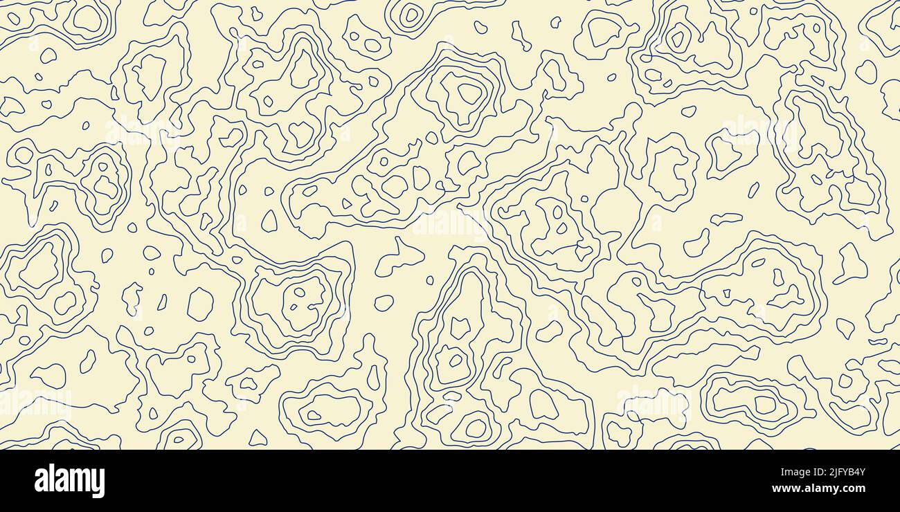 Topography beige map seamless pattern with blue solid lines. Abstract ...
