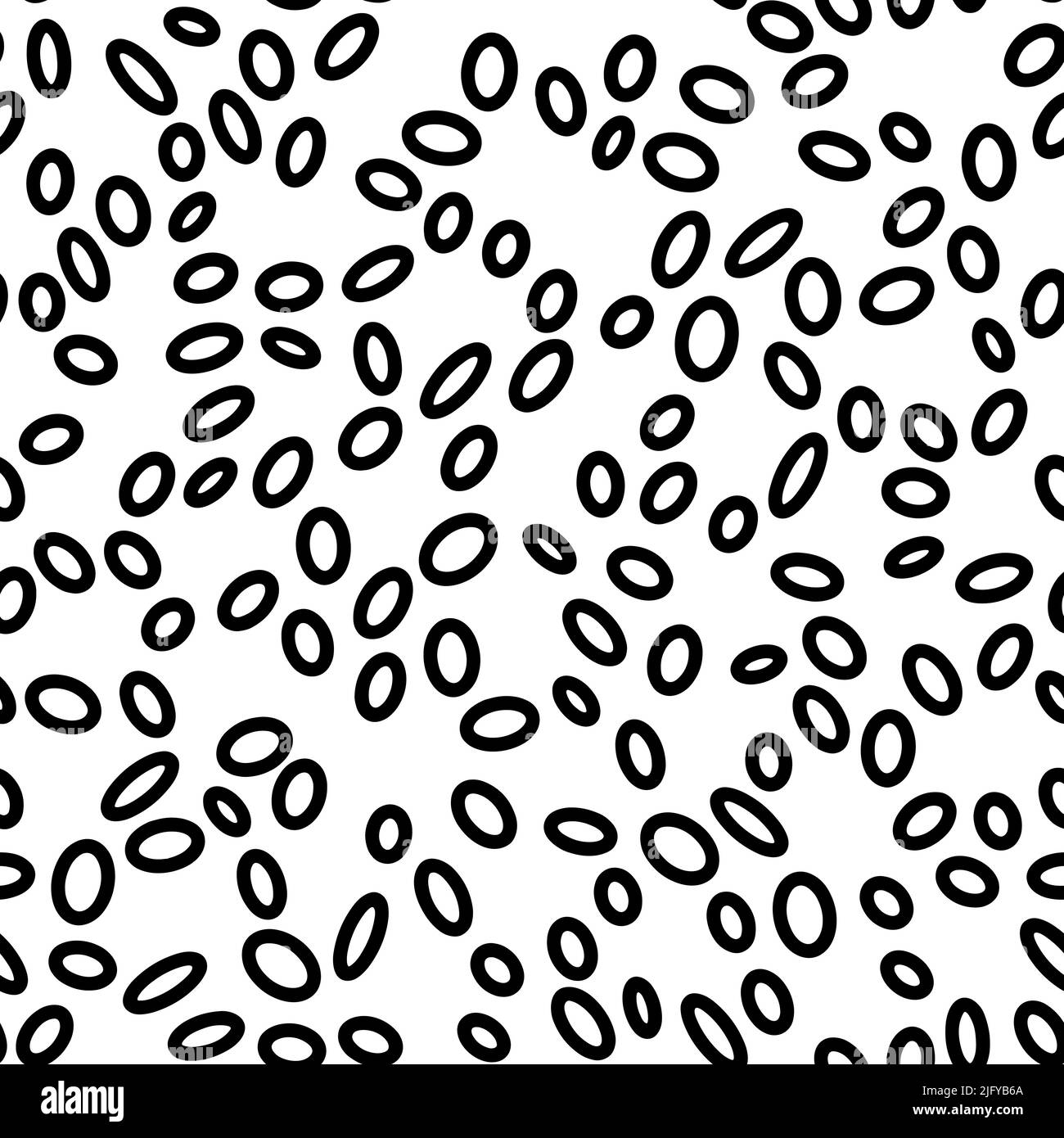 Seamless neutral oval pattern. Black hand-drawn rings isolated on white ...