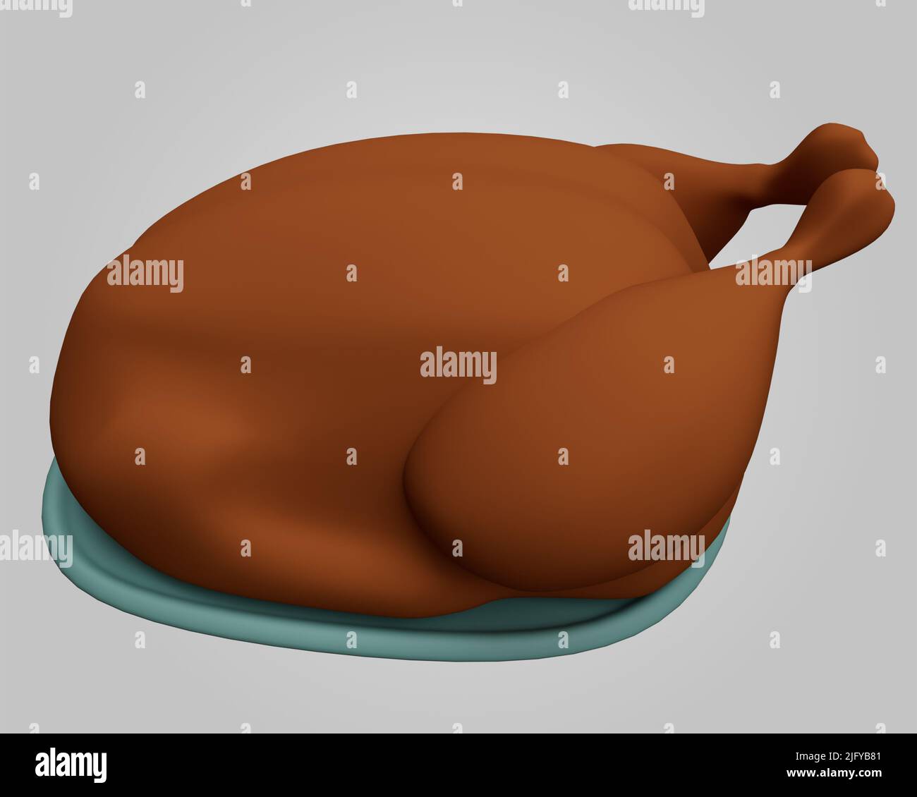 design element 3d render of Roast Chicken on plate Minimalist concept ...