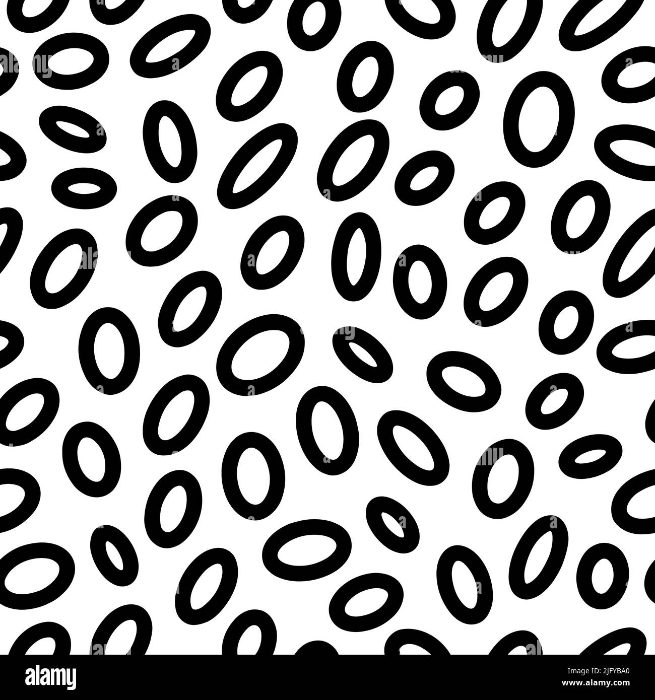 Seamless neutral oval pattern. Black hand-drawn rings isolated on white ...