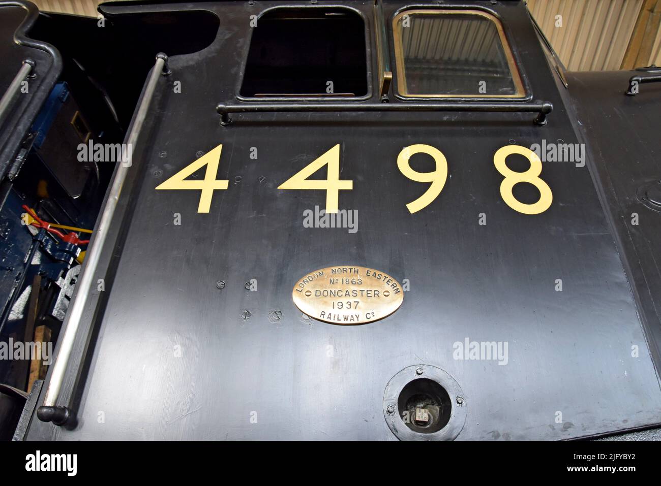 Ex LNER A4 PAcific steam loco 4498 Sir Nigel Gresley in the loco works ...
