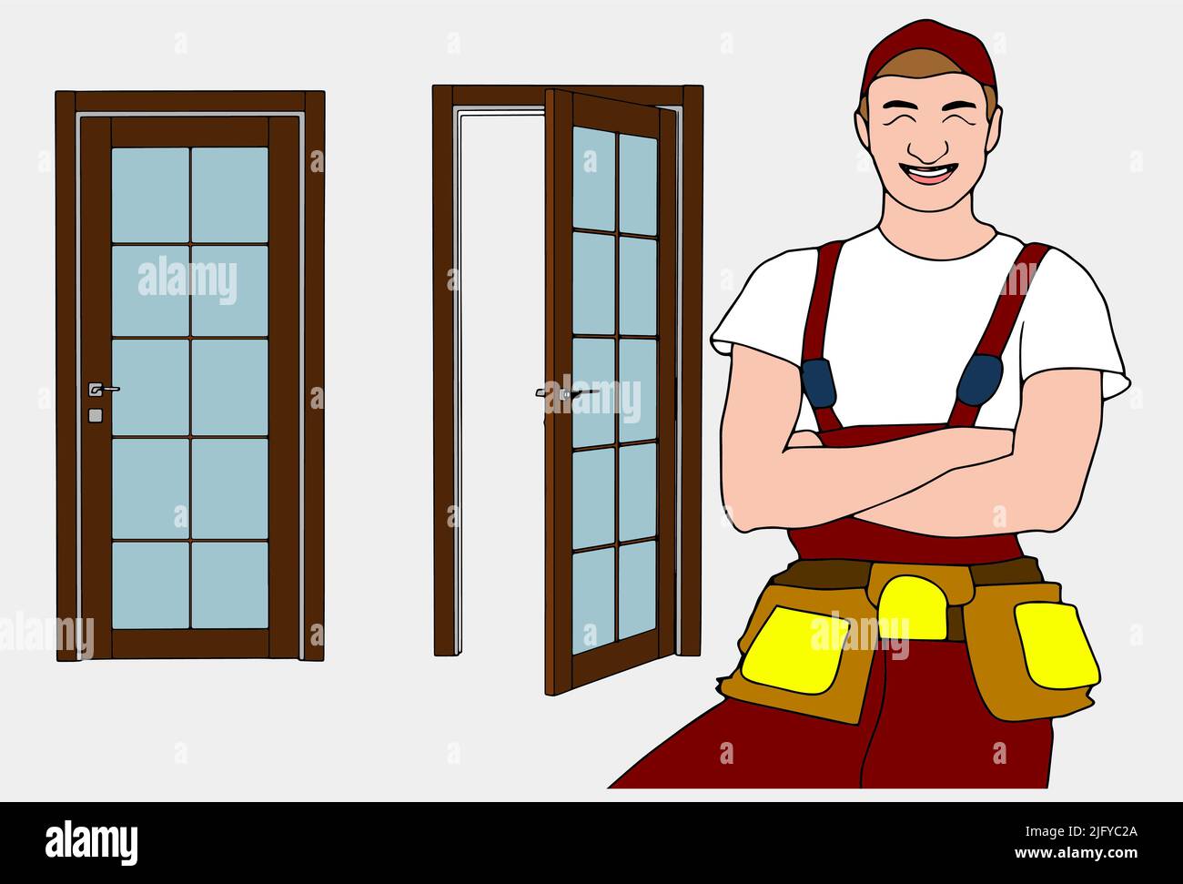 Locksmith Repairman Vector. Unlock The Door Service. Cartoon Character ...