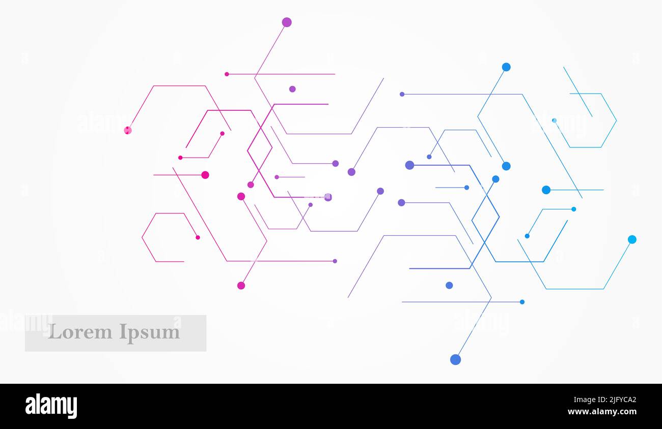 abstract blue pink hexagon, network or electric image, geometric ...