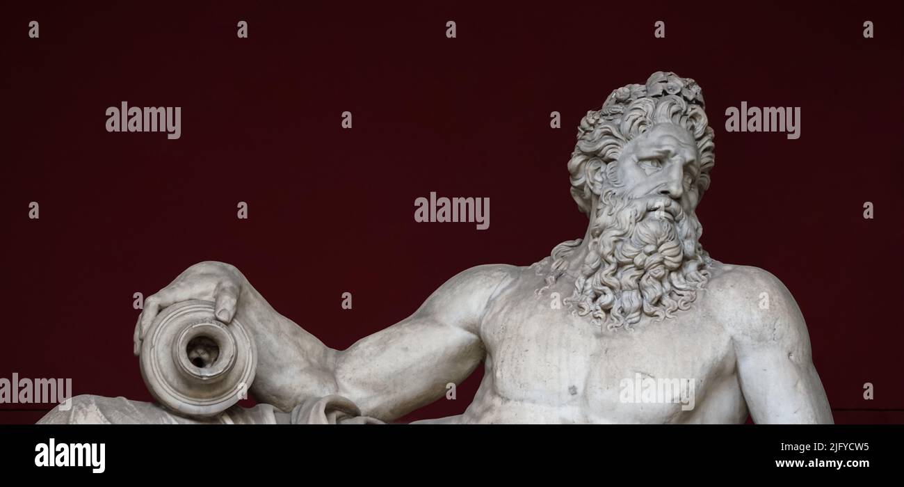 Vatican City, Vatican, March 2022. Beautiful marble statue of river god ...