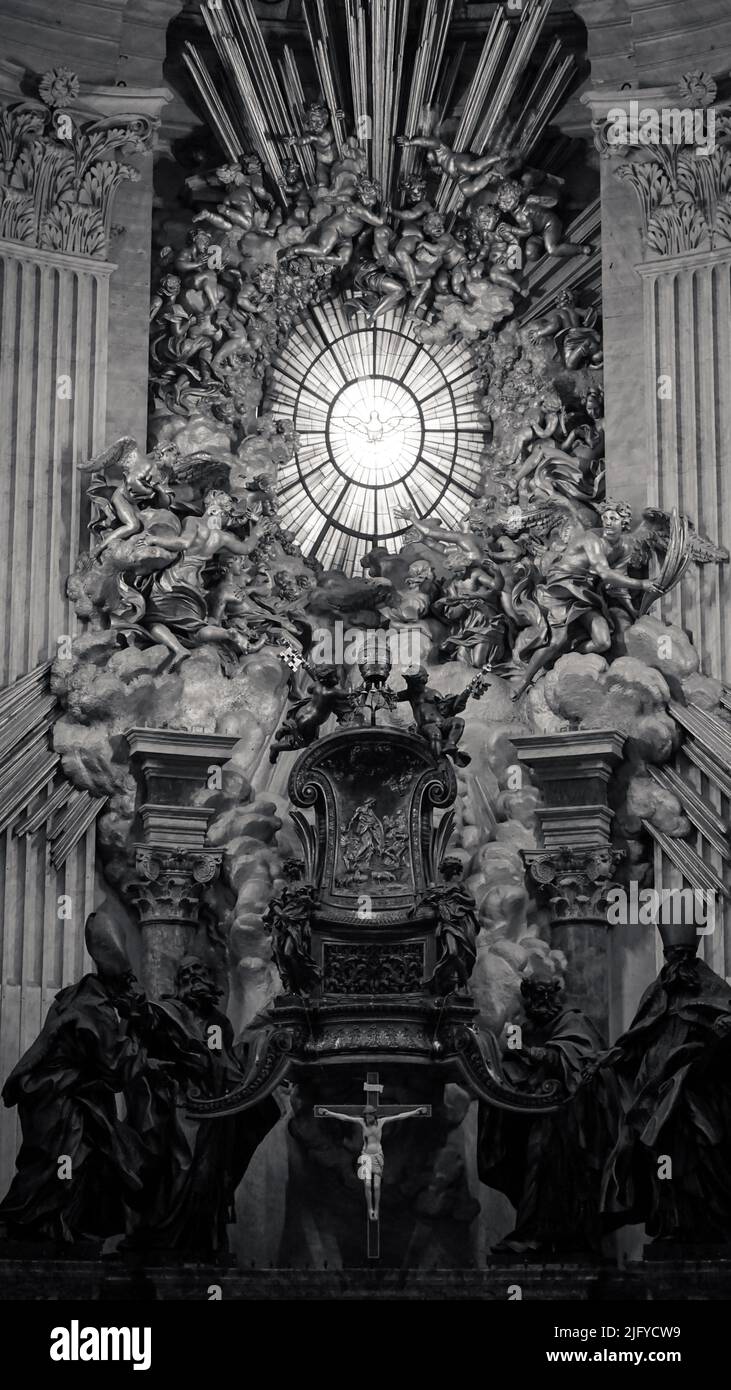 Vatican City, Vatican, March 2022. Black and white picture of the ...