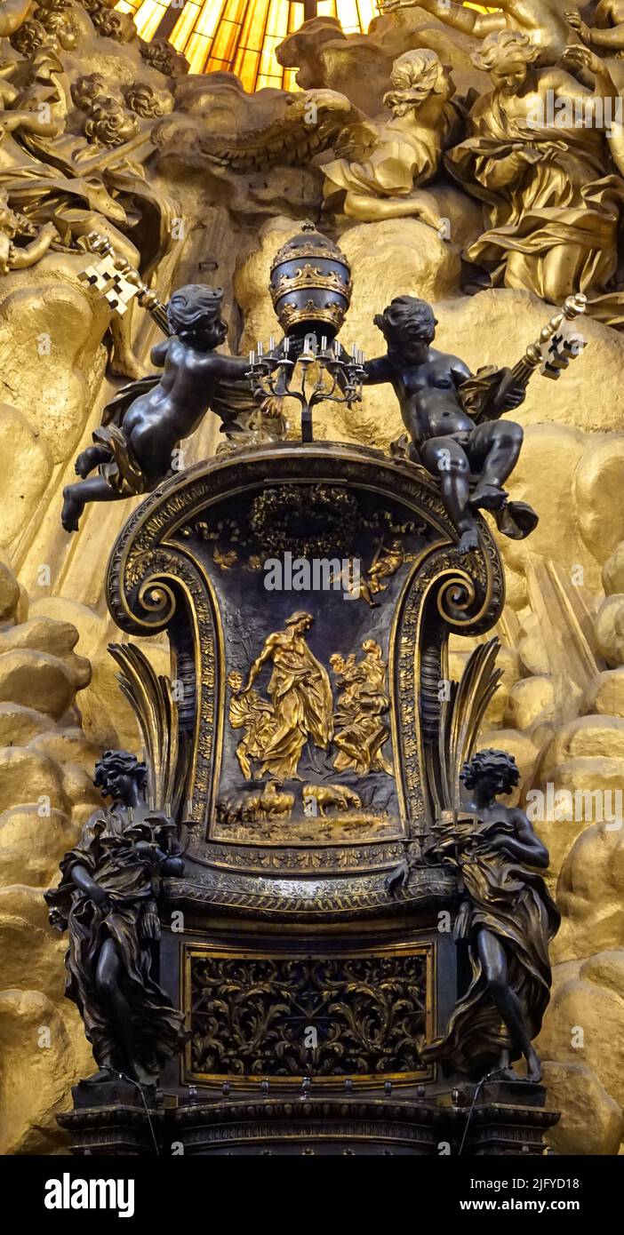 Vatican City, Vatican, March 2022. Throne of Saint Peter by Gian ...