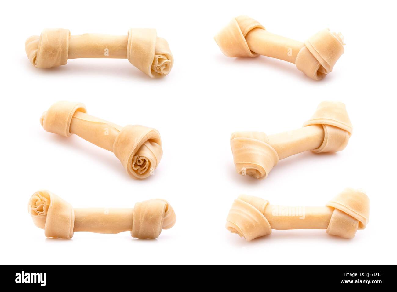 Close up new dog chews (Rawhide) isolated on white background Stock ...