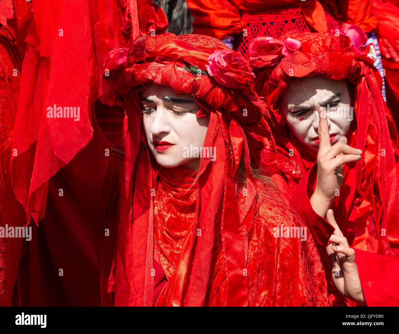 The Red Brigade at the Extinction Rebellion demonstration, at Oxford ...