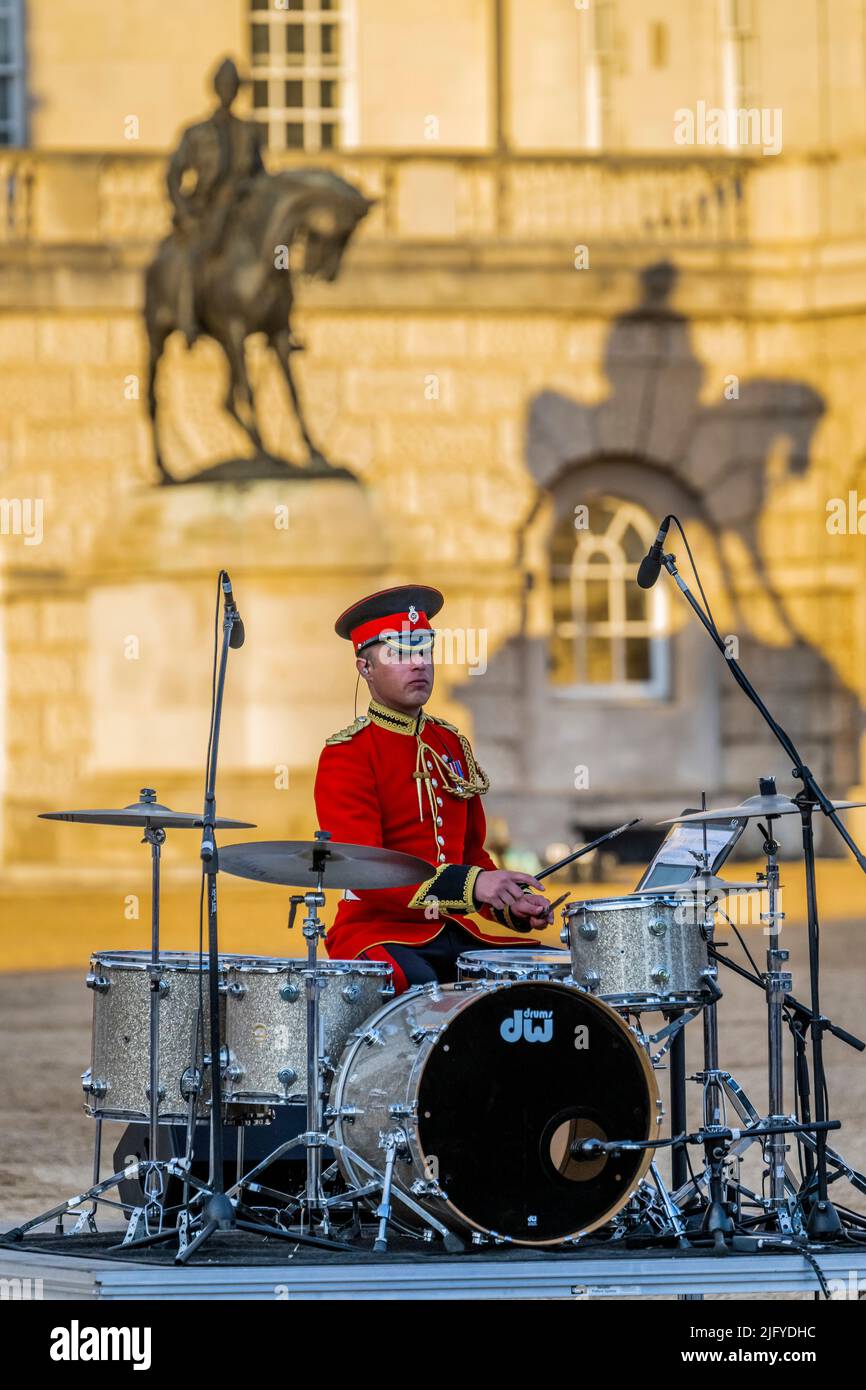 London, UK. 5th July, 2022. Lance Corporal Chris Diggle on drums - The British Army's Military ...