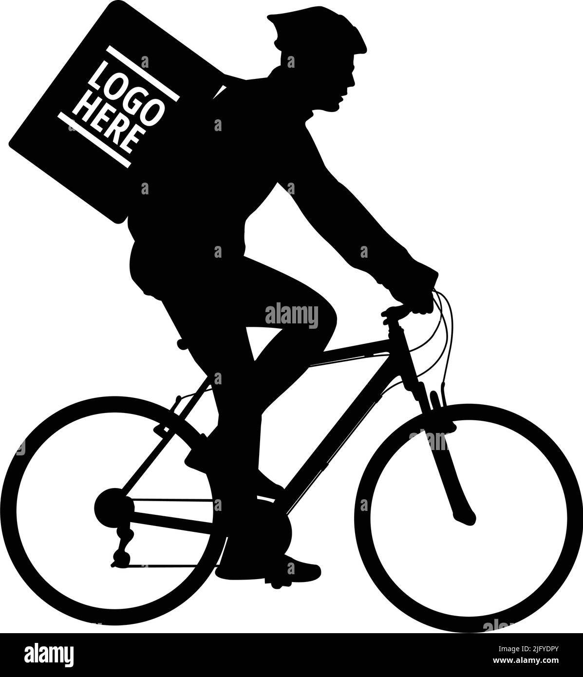 delivery service courier riding bicycle, silhouette - vector Stock ...