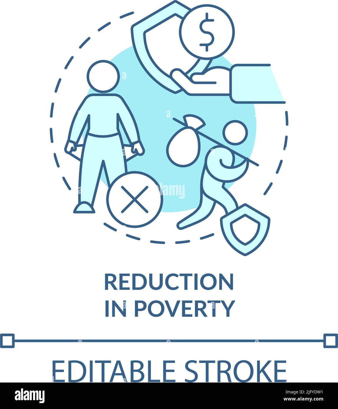 Reduction in poverty turquoise concept icon Stock Vector Image & Art ...