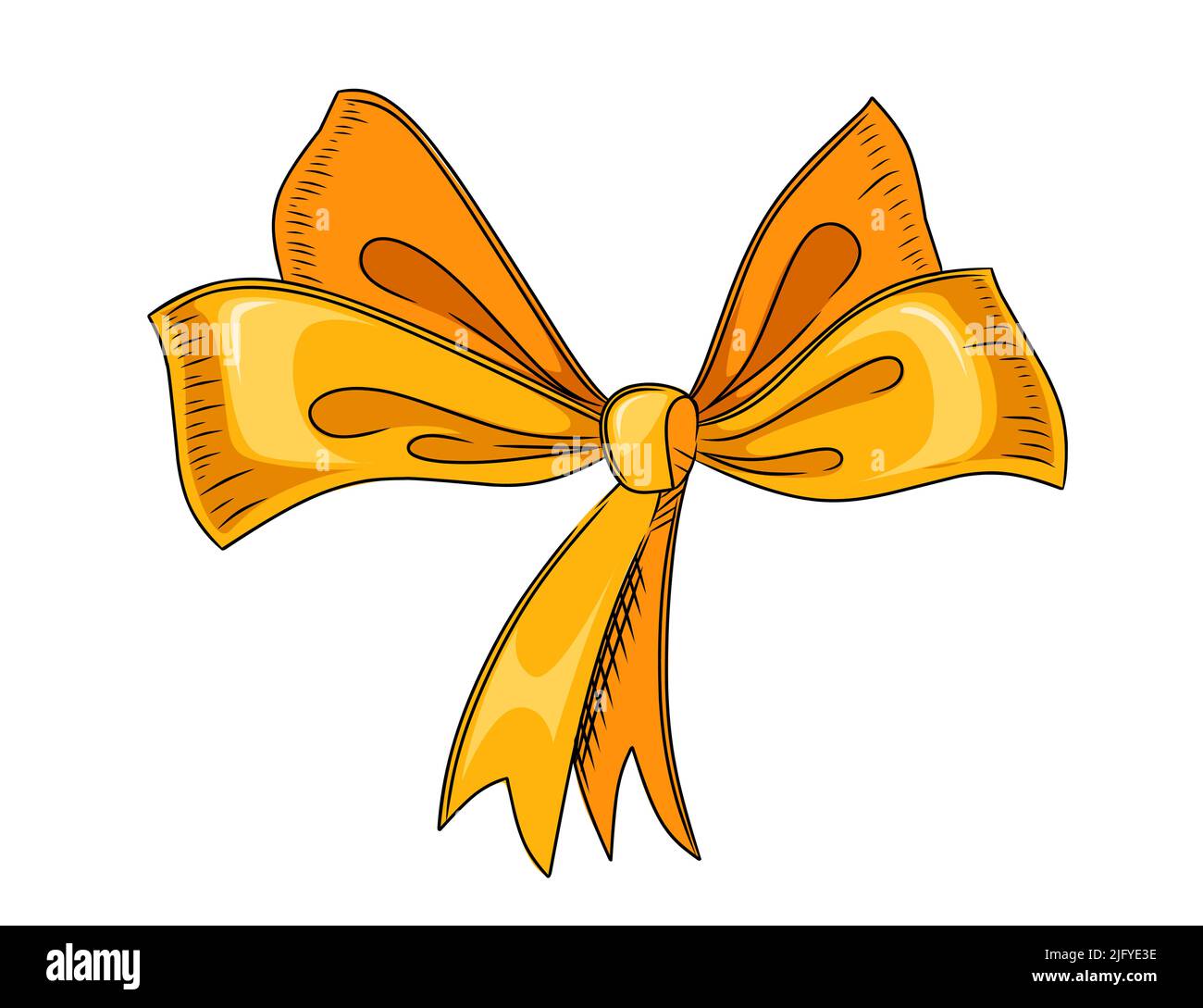 Hand drawn style simple orange color bow tie vector illustration sketch ...