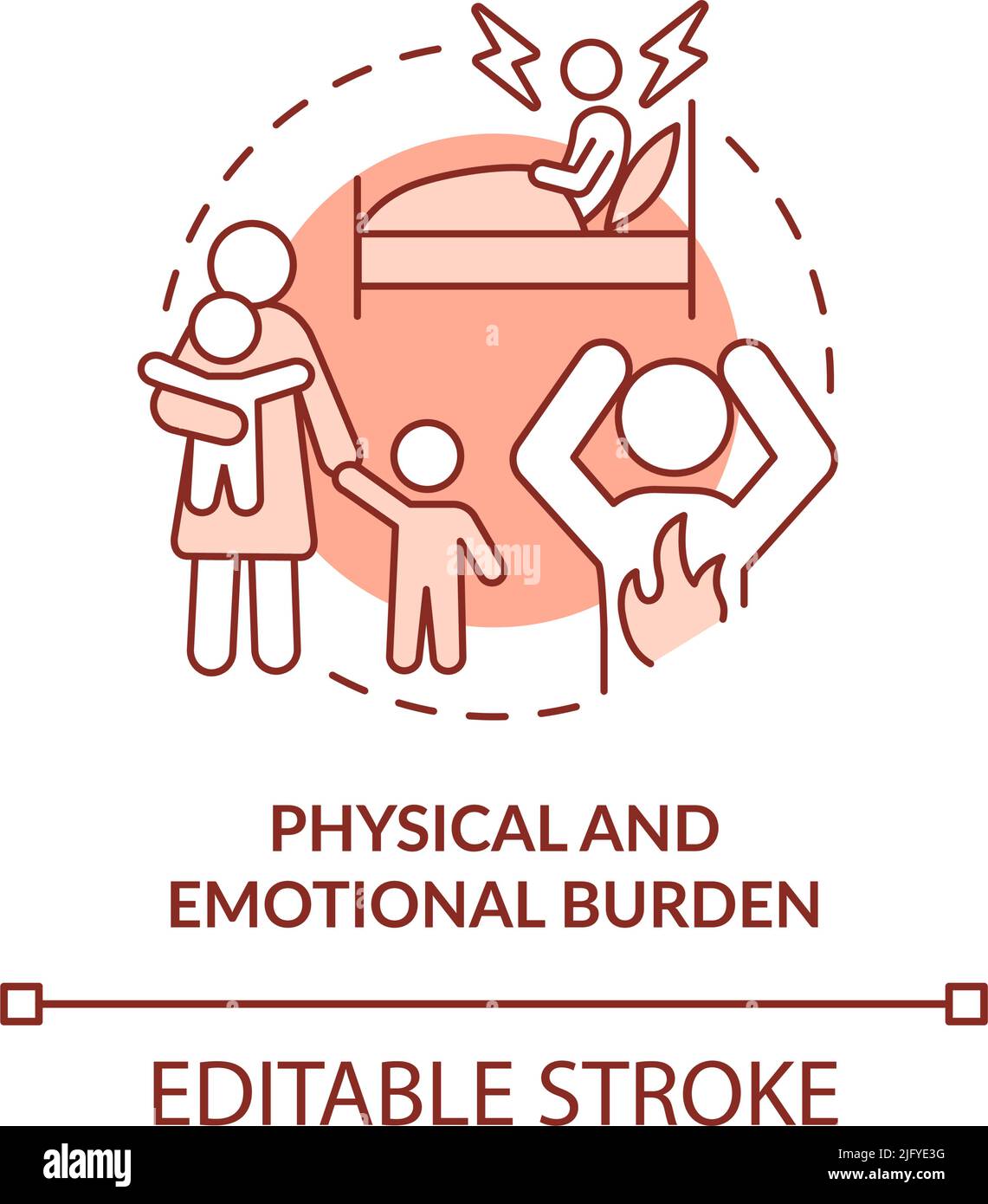 Physical and emotional burden terracotta concept icon Stock Vector ...