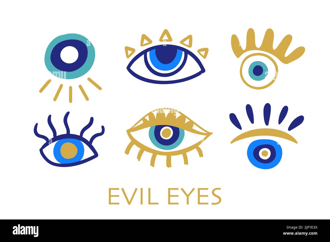 Evil eyes set. Hand drawn elements Stock Vector Image & Art - Alamy