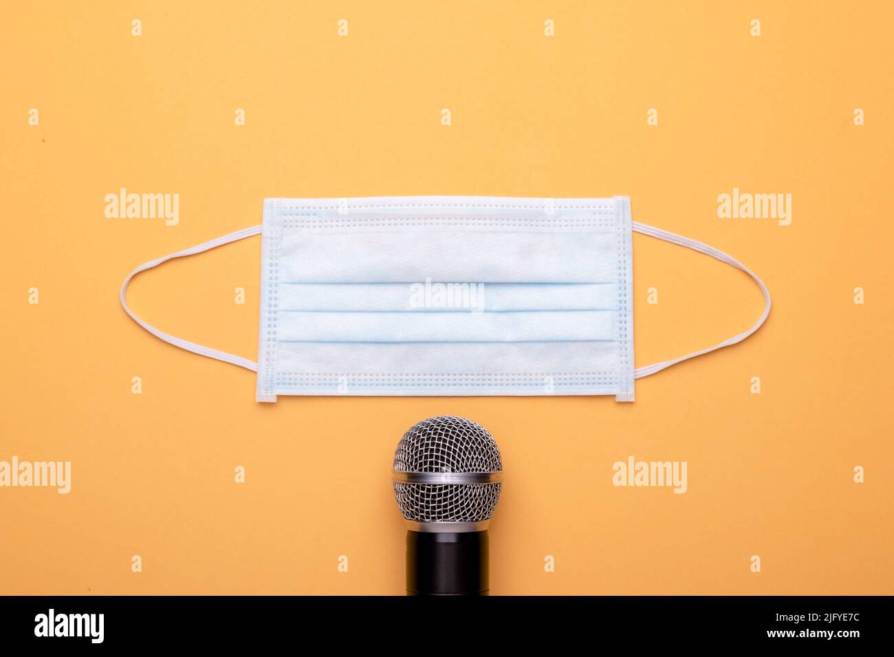 Still keep wearing mask while speak. Top view new preventive face mak ...