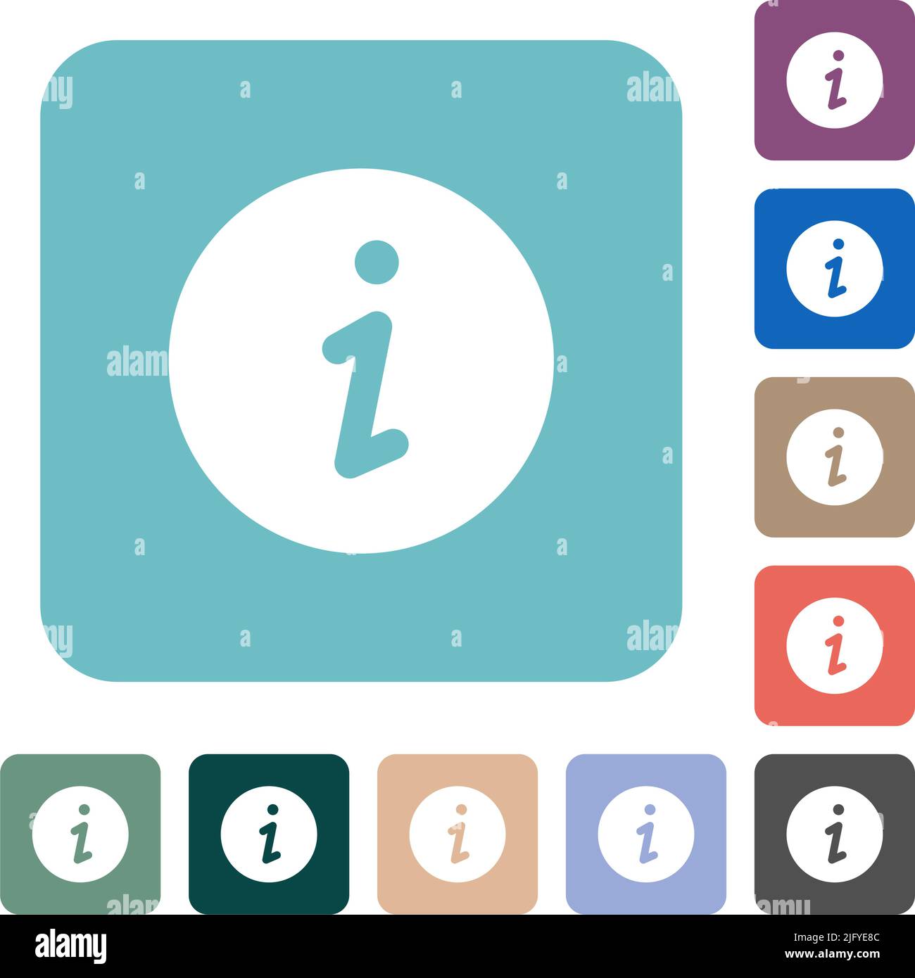 Information solid white flat icons on color rounded square backgrounds ...