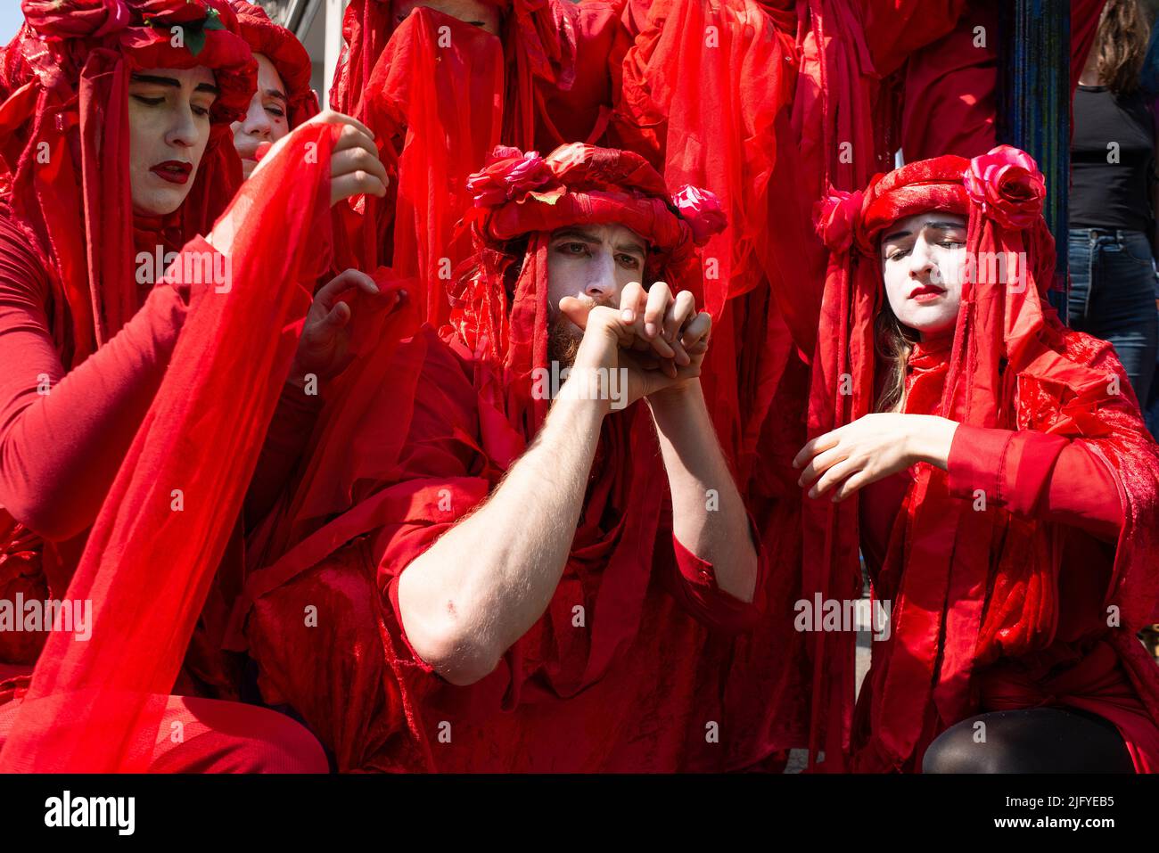 The Red Brigade at the Extinction Rebellion demonstration, at Oxford ...