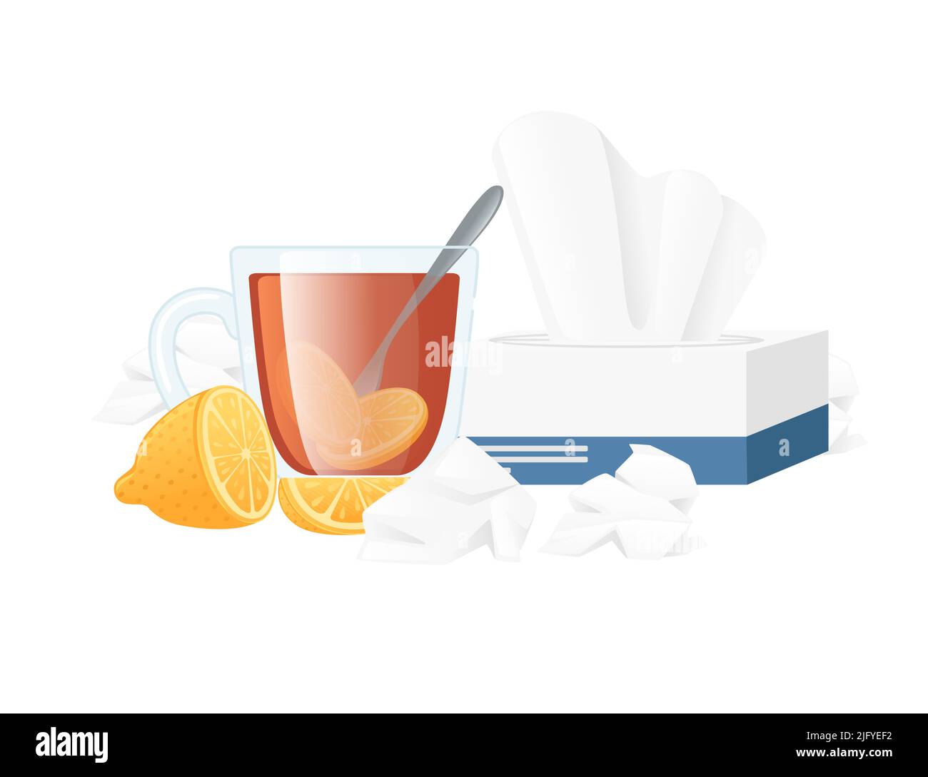 Hot tea with lemon in glass cup with spoon tea for home remedies ...