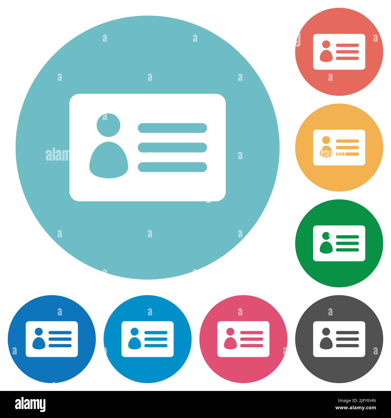 ID card solid flat white icons on round color backgrounds Stock Vector ...