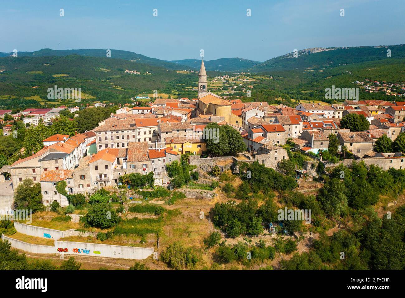 Aerial view of Buzet town in Istra, Croatia Stock Photo - Alamy