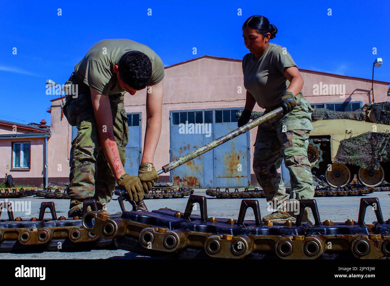 June 23, 2022 - Drawsko Pomorskie, Poland - From left, U.S. Army Pvt ...