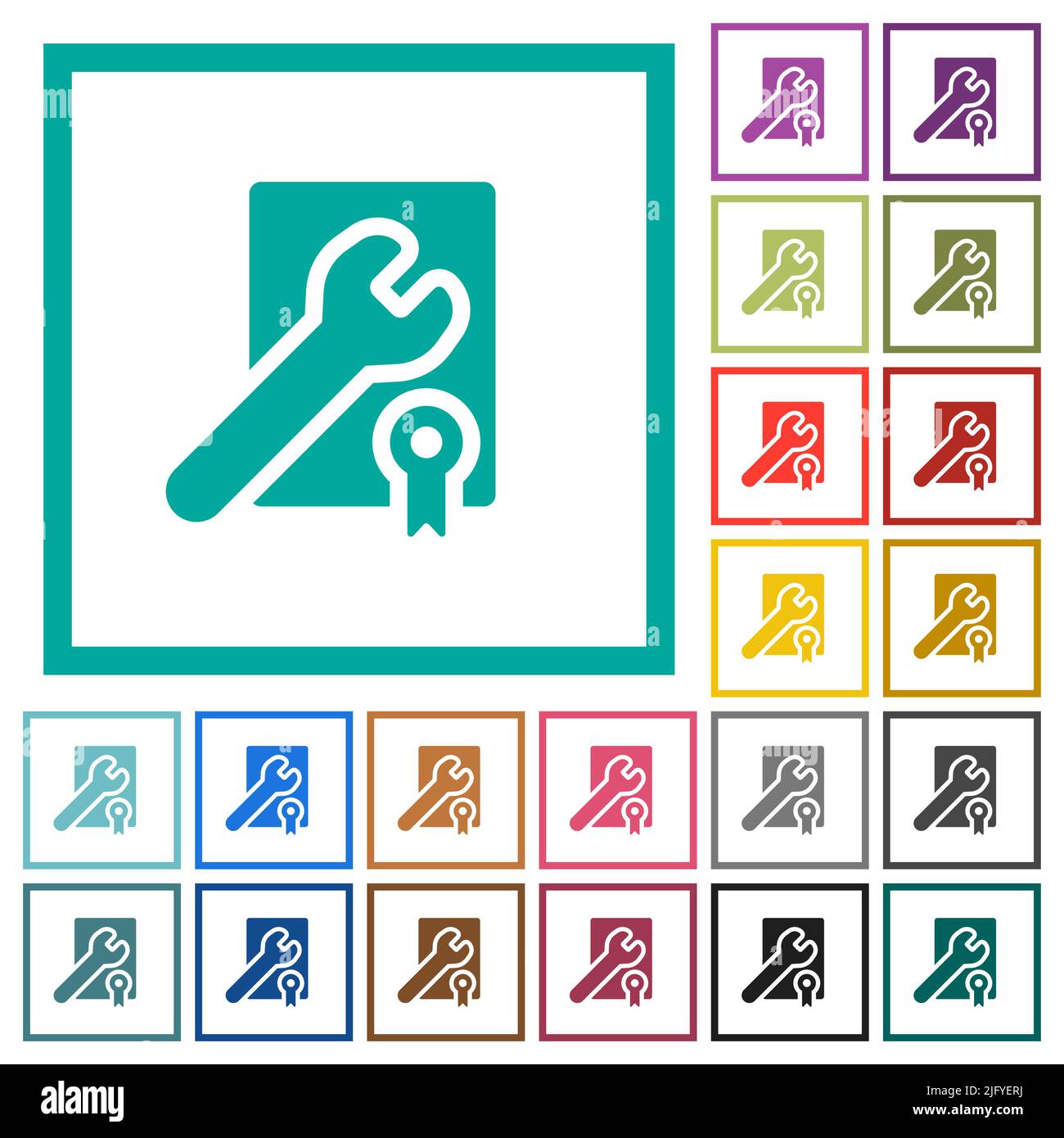 Award winning services solid flat color icons with quadrant frames on ...