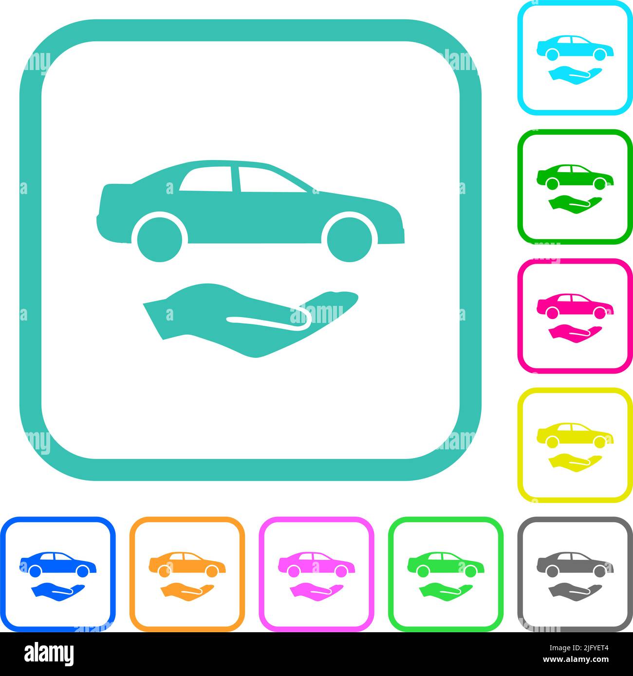 Car services solid vivid colored flat icons in curved borders on white ...