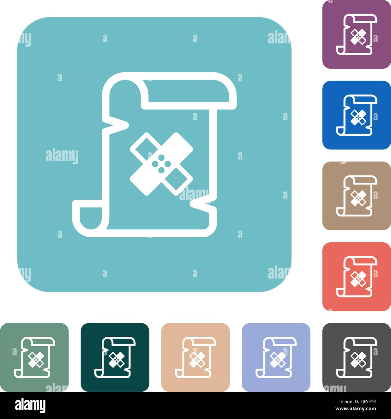 Script patch white flat icons on color rounded square backgrounds Stock ...