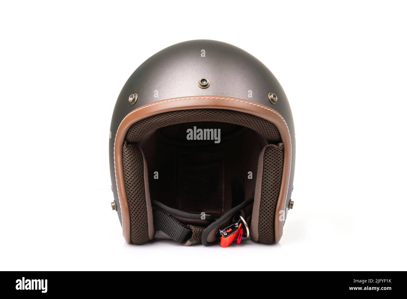 New grey vintage helmet. Studio shot isolated on white background Stock ...