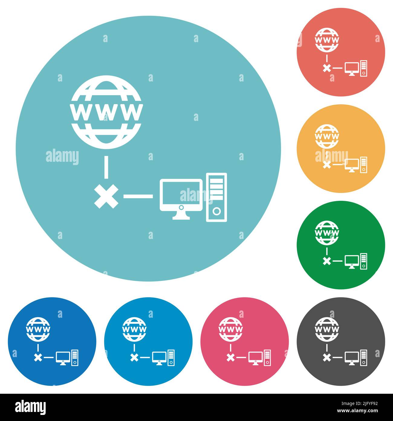 Offline computer flat white icons on round color backgrounds Stock ...