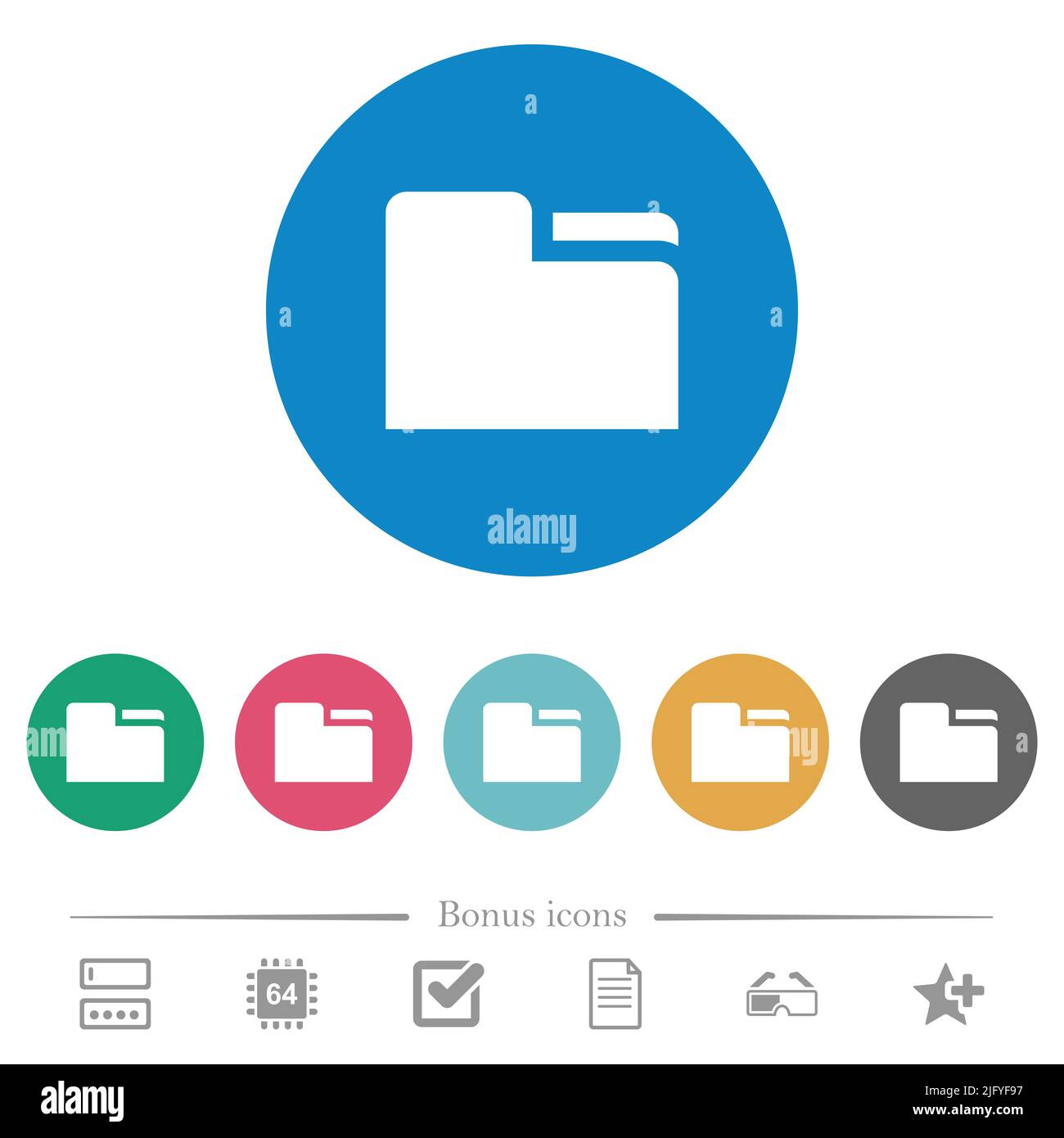 Folder with tabs solid flat white icons on round color backgrounds. 6 ...