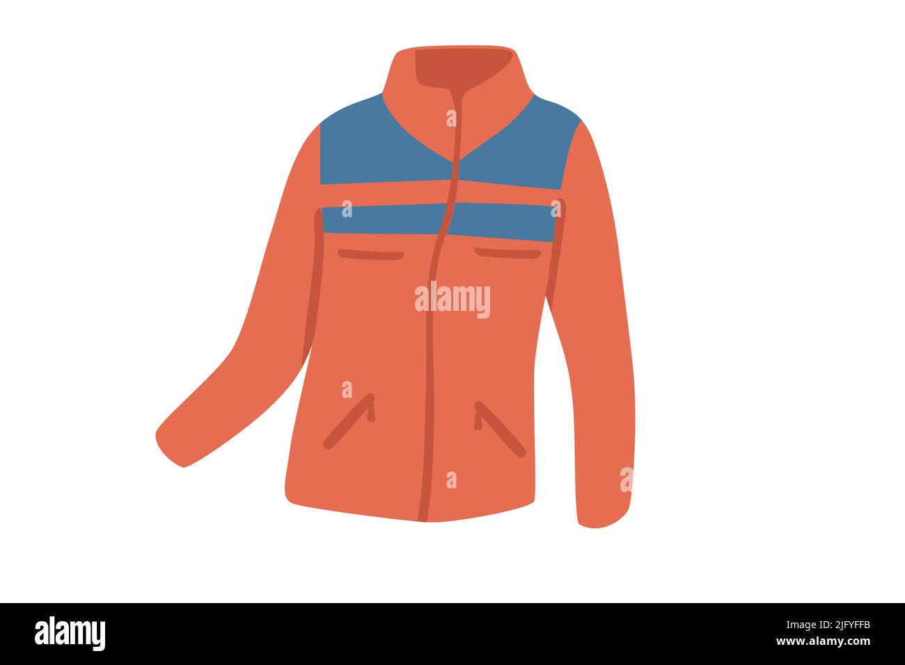 Red warm winter jacket for extreme sports vector illustration on white ...