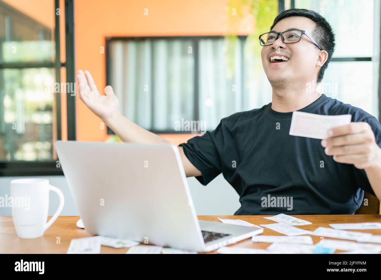 Winning government lottery concept : Thai people checking result of ...
