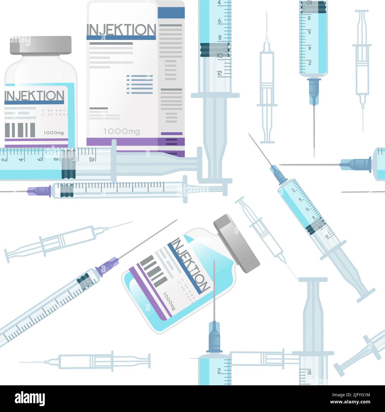 Seamless pattern of medical syringe and liquid for injection vector ...
