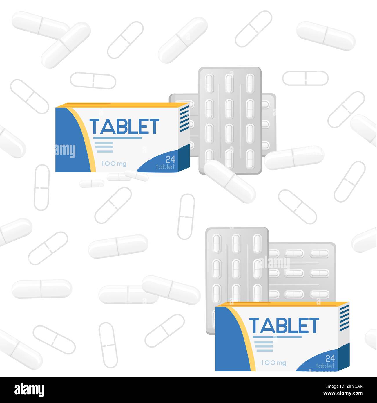 Seamless pattern Tablet in polyester transparent blister pack with ...