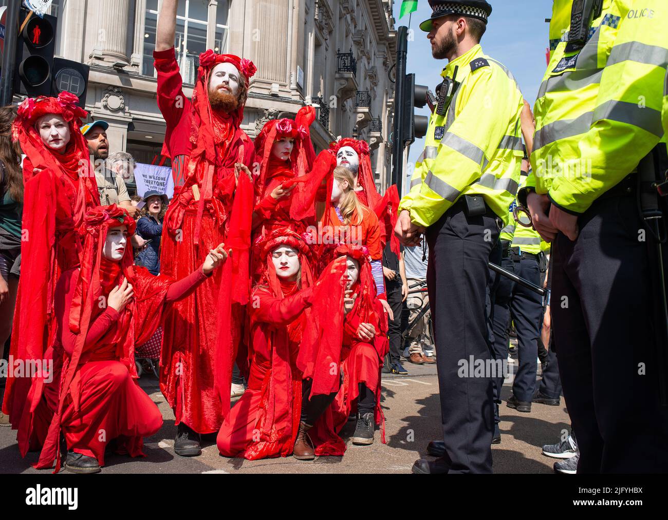 Red Brigade parade at the Extinction Rebellion demonstration, Oxford ...