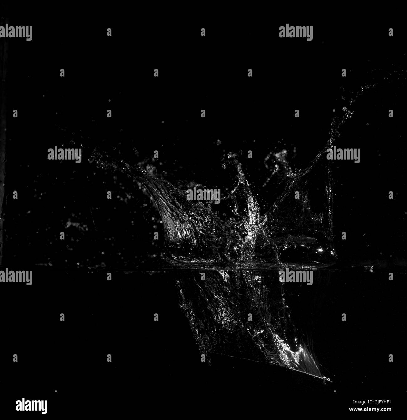 Abstract splashes of Rain and white particles on black background Stock ...