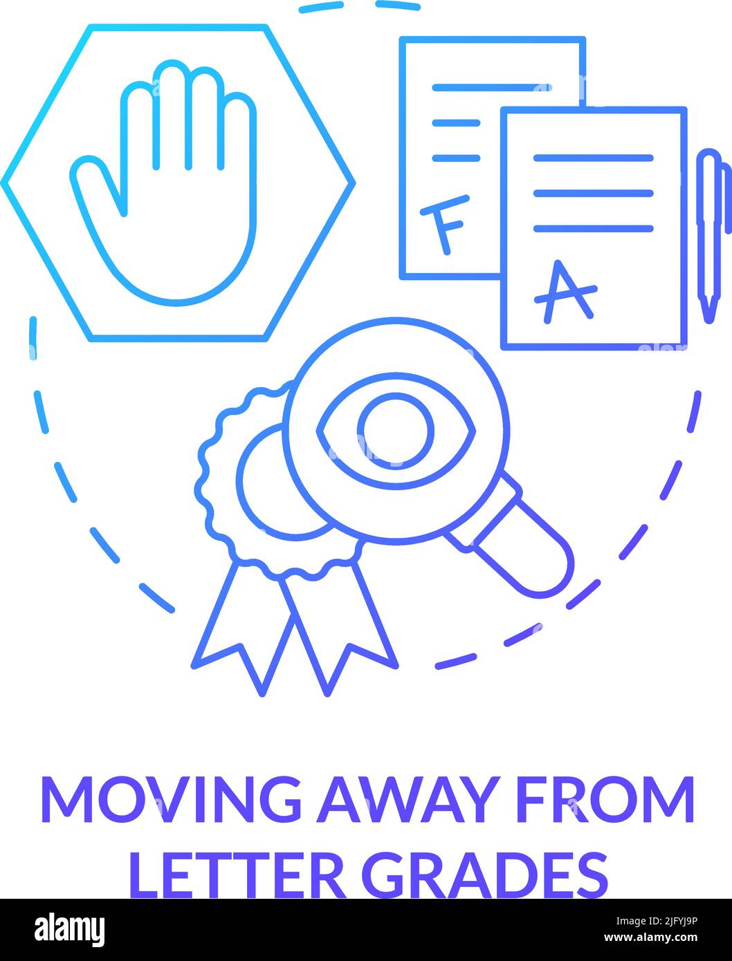 Moving away from letter grades blue gradient concept icon Stock Vector ...