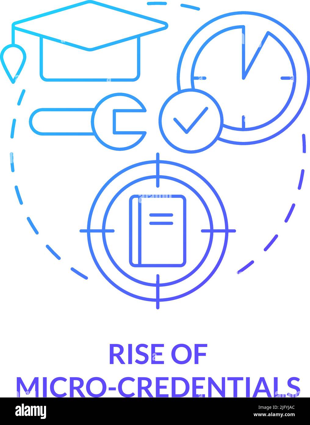 Rise of micro credentials blue gradient concept icon Stock Vector Image ...