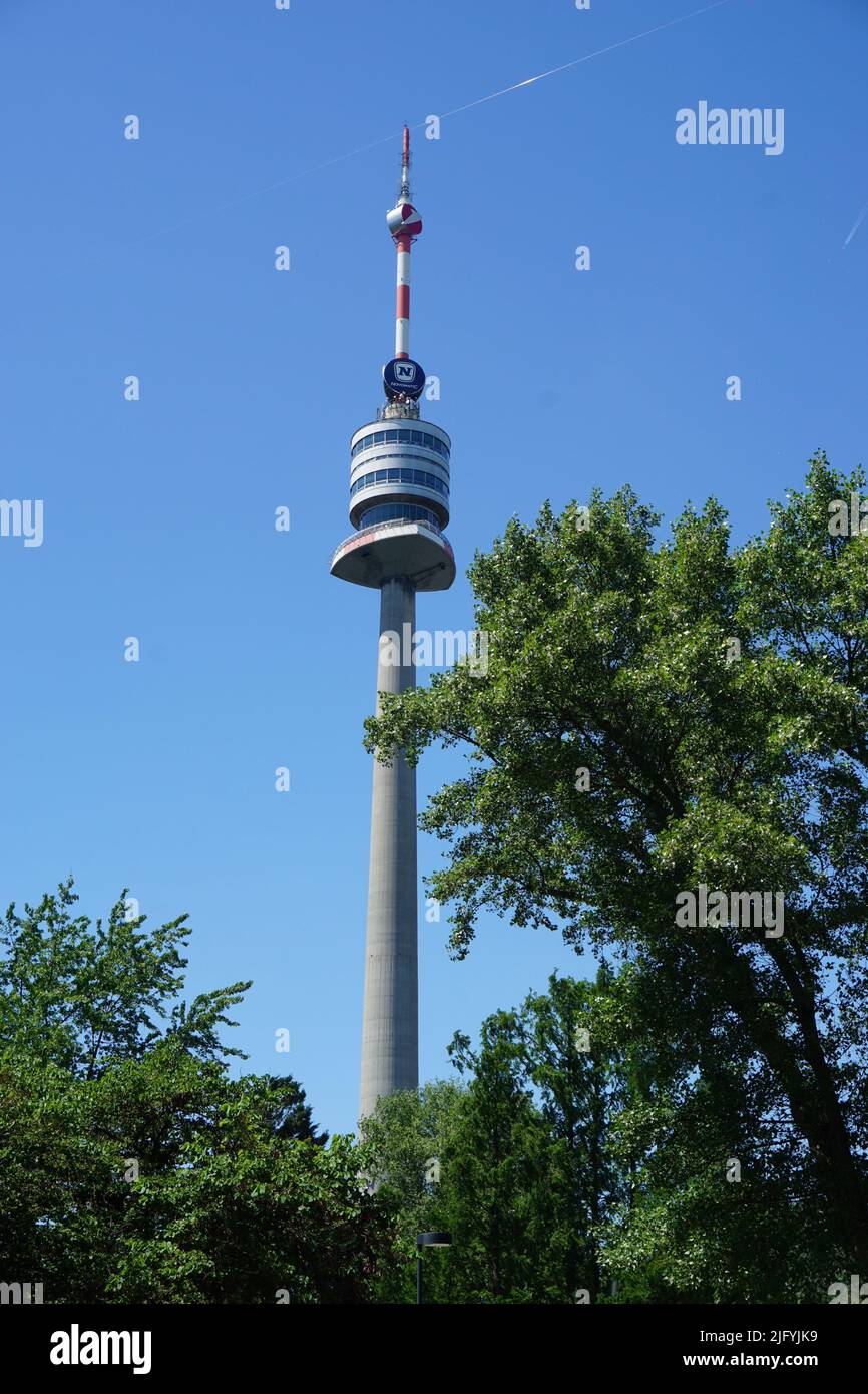 Donauturm, the Danube tower which overlooks Vienna, Austria Stock Photo ...
