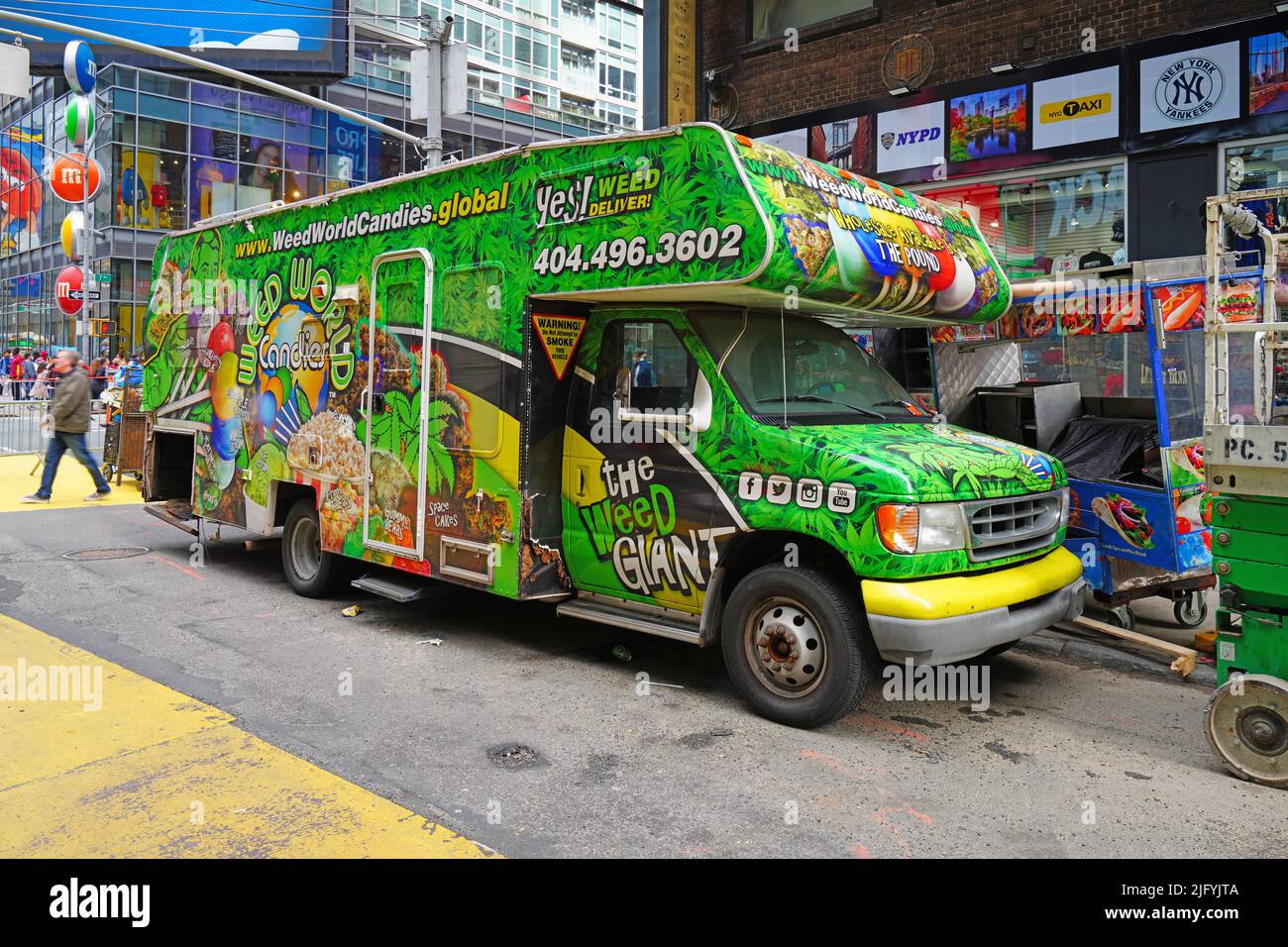 NEW YORK CITY, NY -20 MAR 2022- View of a mobile weed truck on the ...