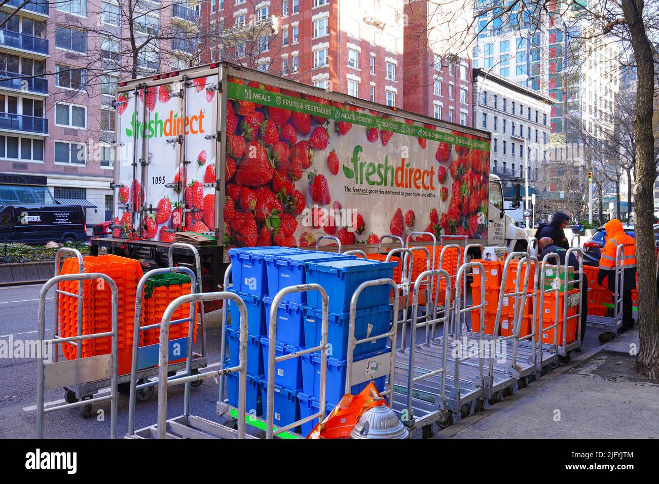NEW YORK, NY -22 MAR 2022- View of a Fresh Direct delivery truck on the ...