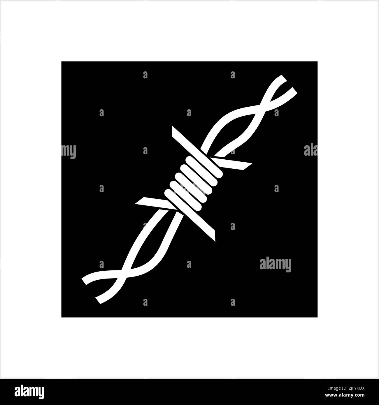 Barbed Wire Icon, Sharp Barbed Wire Vector Art Illustration Stock ...
