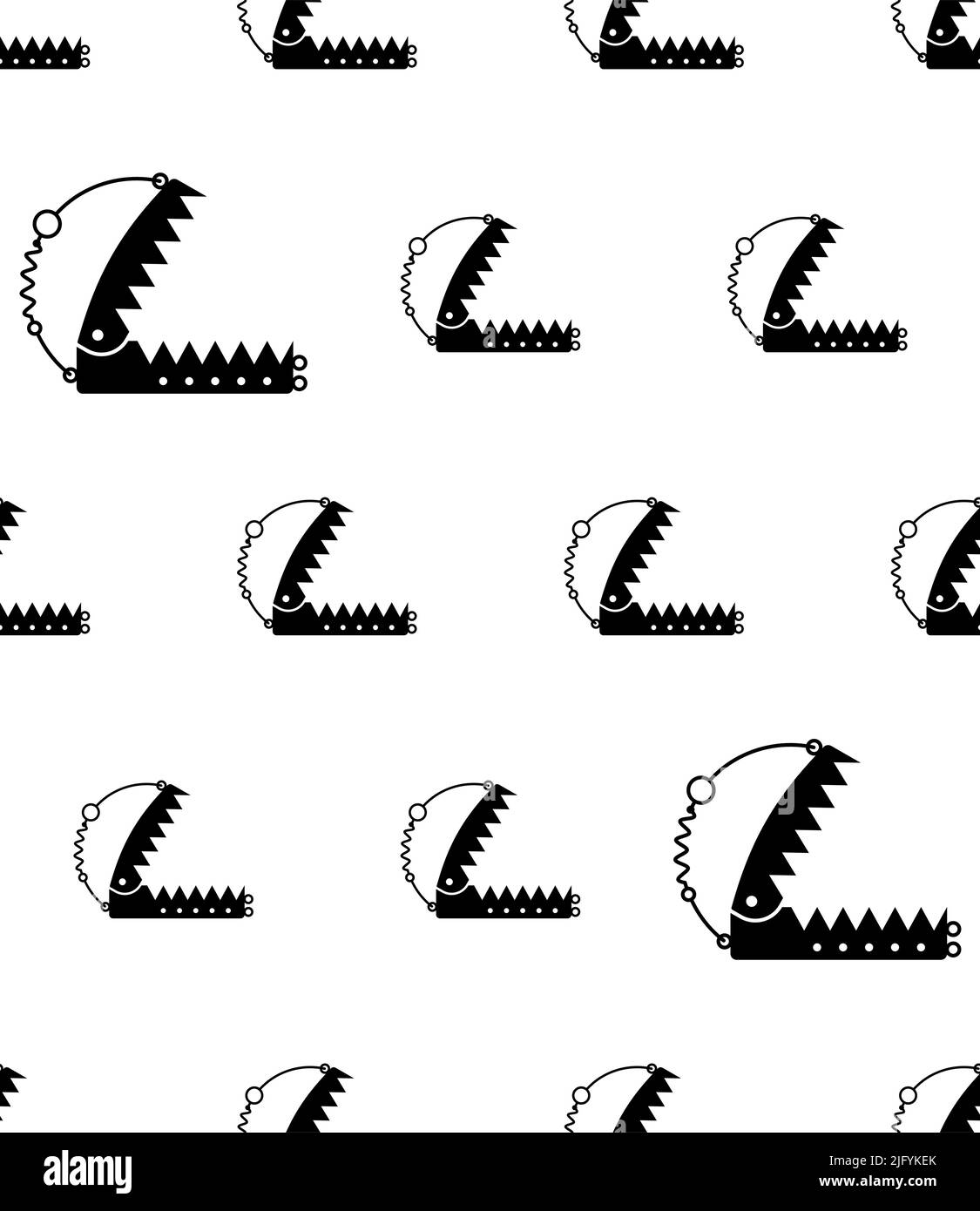Animal Trap Icon Seamless Pattern, Animal Catching Trap Vector Art ...