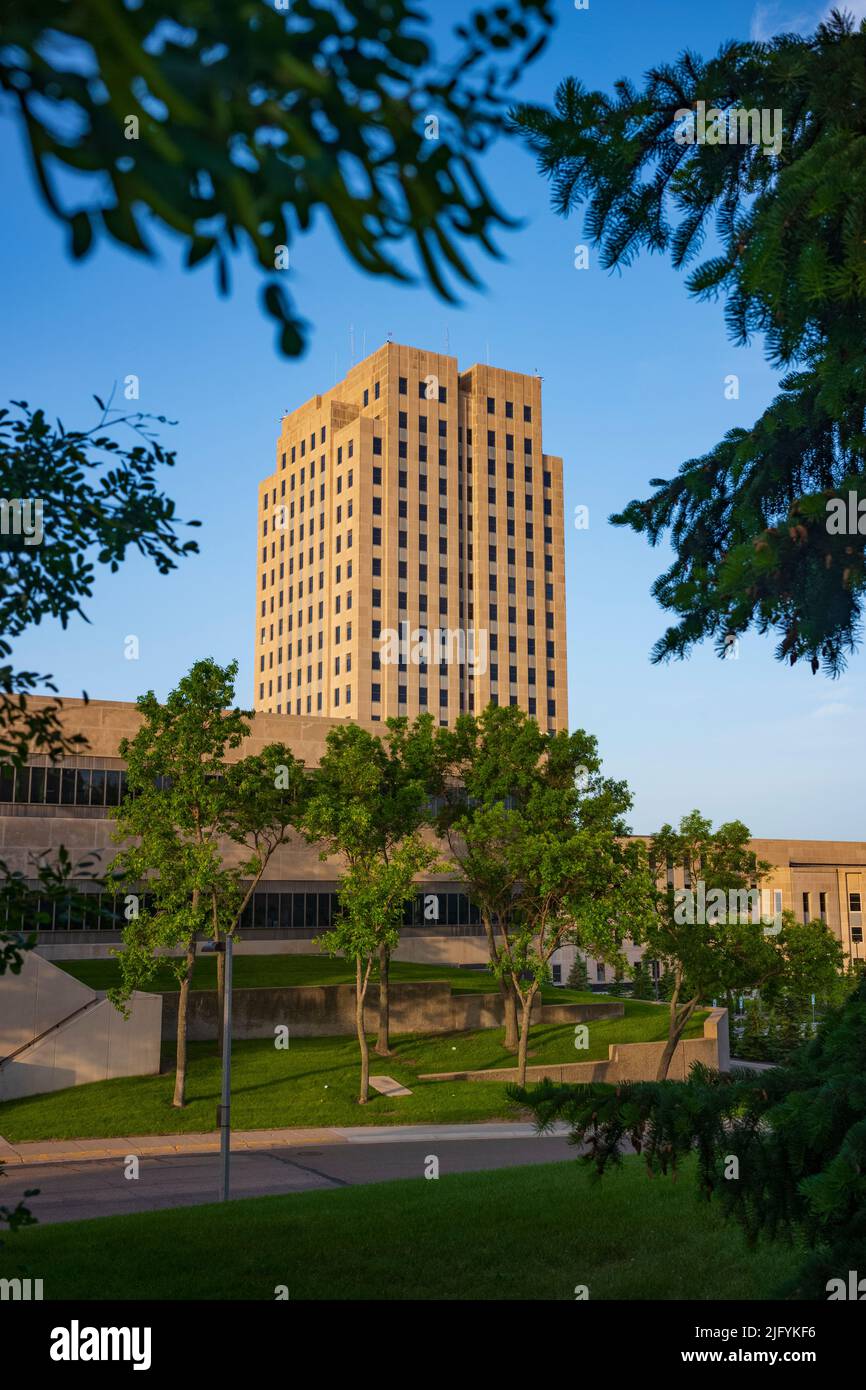The North Dakota State Capitol, pictured here from the Capitol Grounds ...