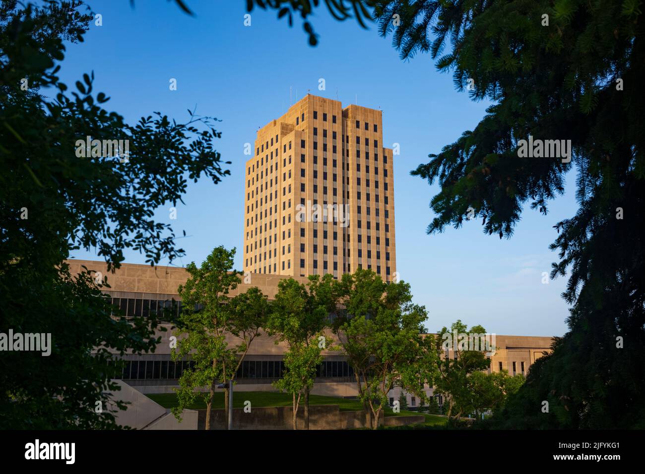 The North Dakota State Capitol, pictured here from the Capitol Grounds ...